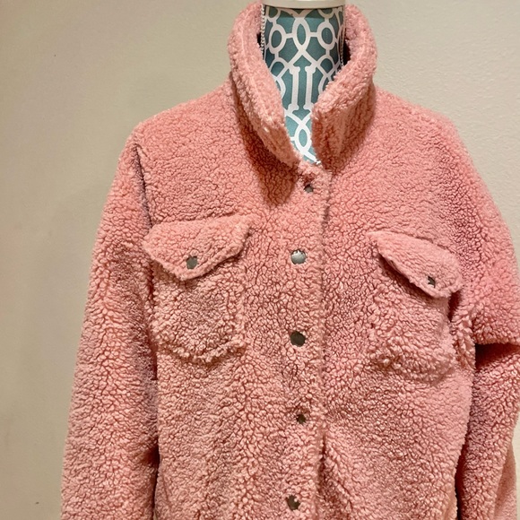C’Est Toi | Jackets & Coats | Cest Toi Pink Sherpa Jacket | Poshmark